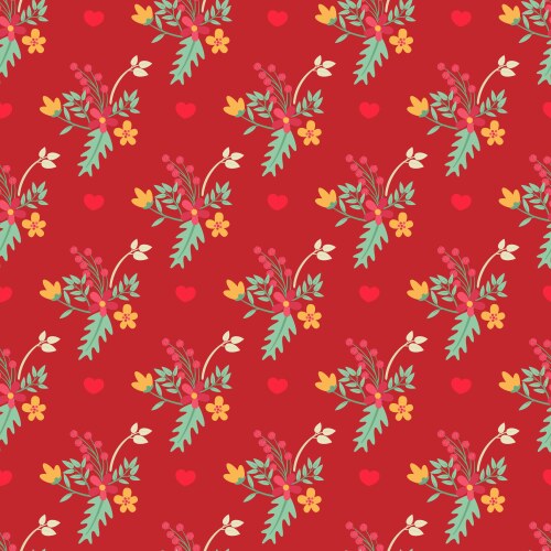 Valentine flowers pattern with heart in background