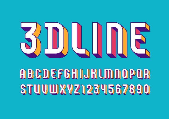 Colorful 3d display font design alphabet letters Vector Image