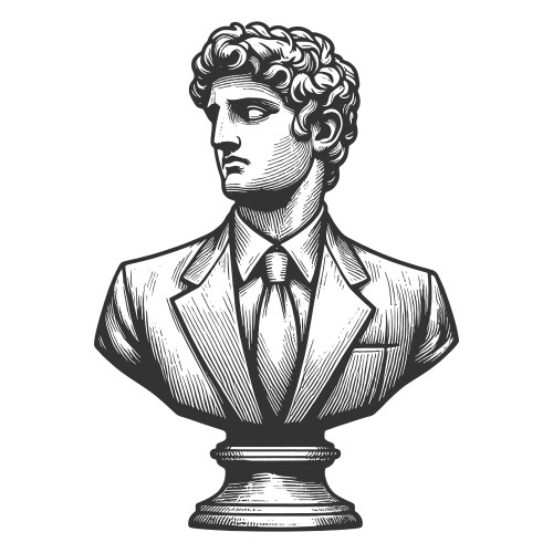 Classical male statues engraving sketch Royalty Free Vector