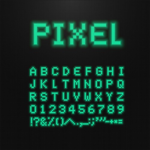 Digital led font alphabet letters and numbers Vector Image