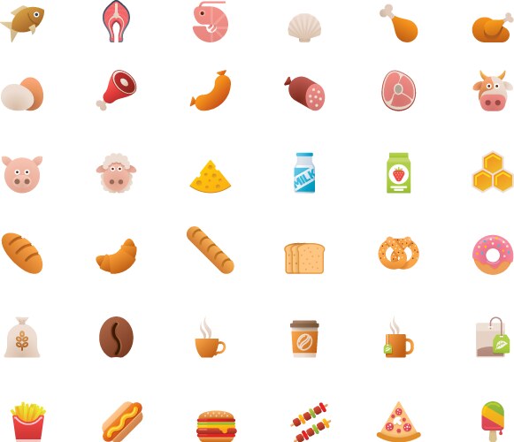 Fast food icon set Royalty Free Vector Image - VectorStock