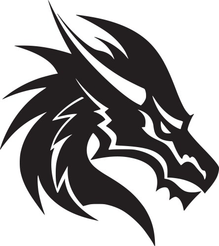 Black and white dragon head Royalty Free Vector Image
