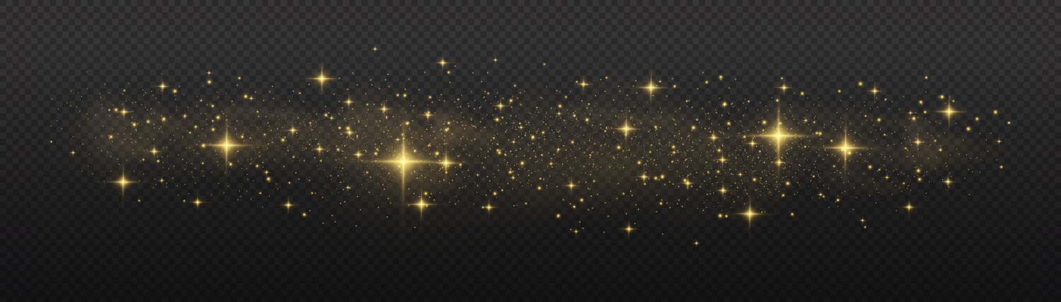 Starry gold dust flash light spark sparkle stars Vector Image