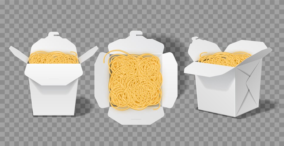 Realistic wok box white cardboard pasta Royalty Free Vector