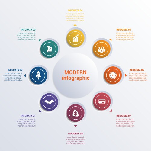 50 templates for infographics eight positions Vector Image