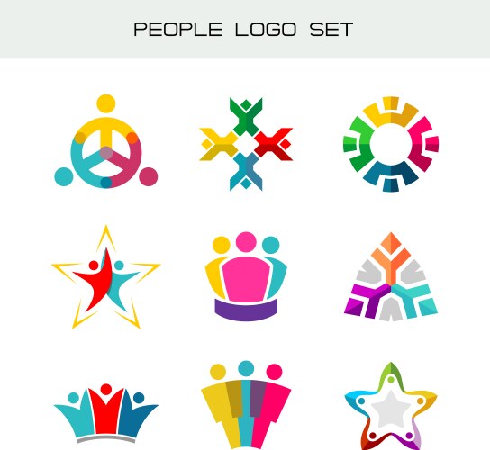 Happy three friends line style logo Royalty Free Vector