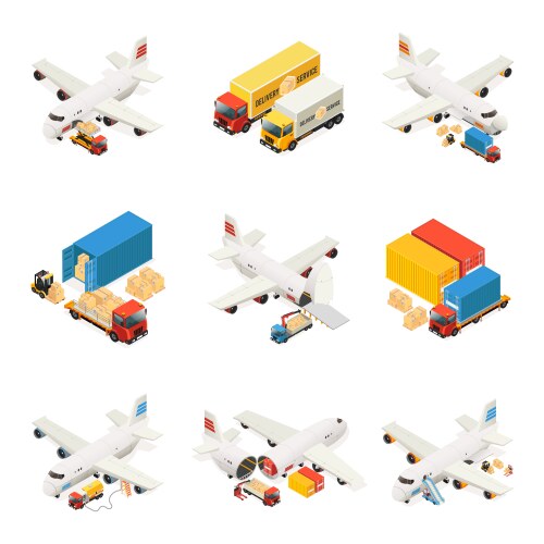 Logistics isometric set Royalty Free Vector Image