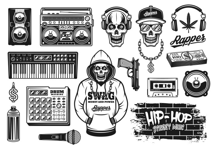 Rap music label Royalty Free Vector Image - VectorStock