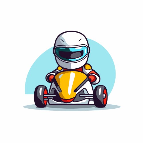 Cartoon karting racer on white background Vector Image