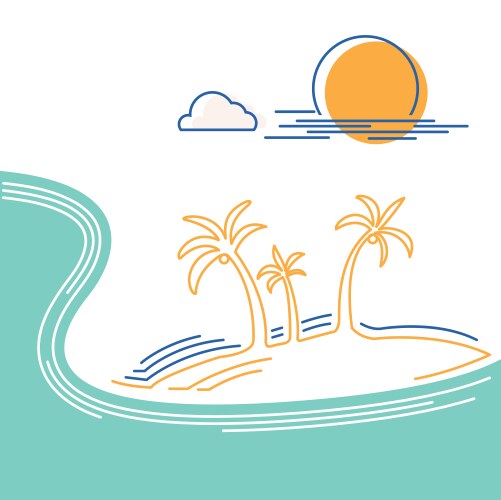 Surfer and big sea wave tropical island Royalty Free Vector