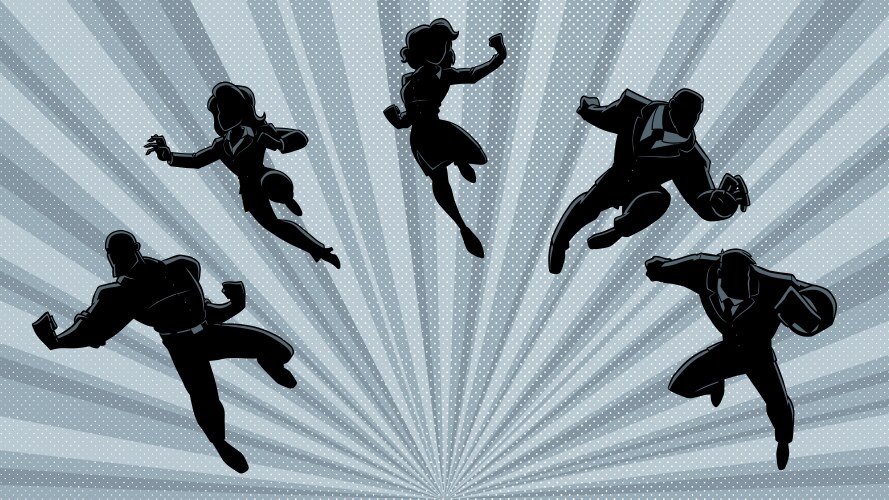 Super business team in action Royalty Free Vector Image