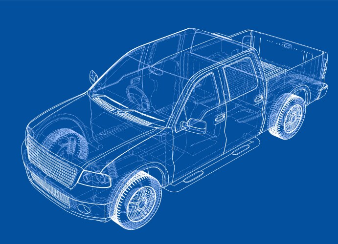 Car suv drawing outline rendering Royalty Free Vector Image