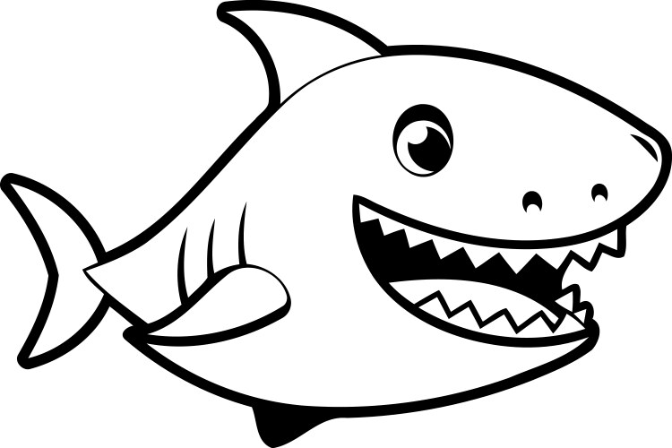 Shark isolated on white background in cartoon Vector Image