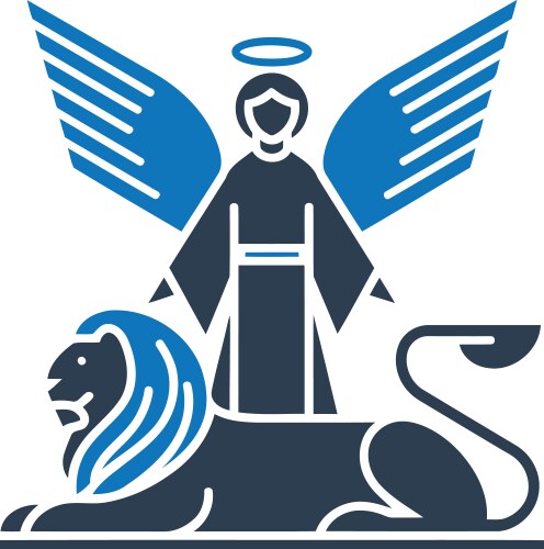 Angel with scroll icon Royalty Free Vector Image