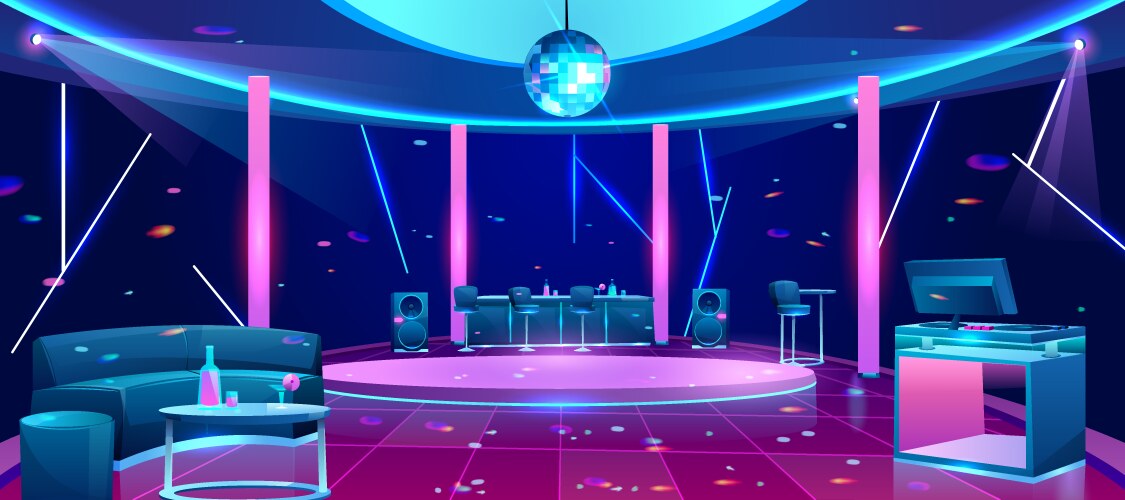 Interior background with empty dance floor Vector Image