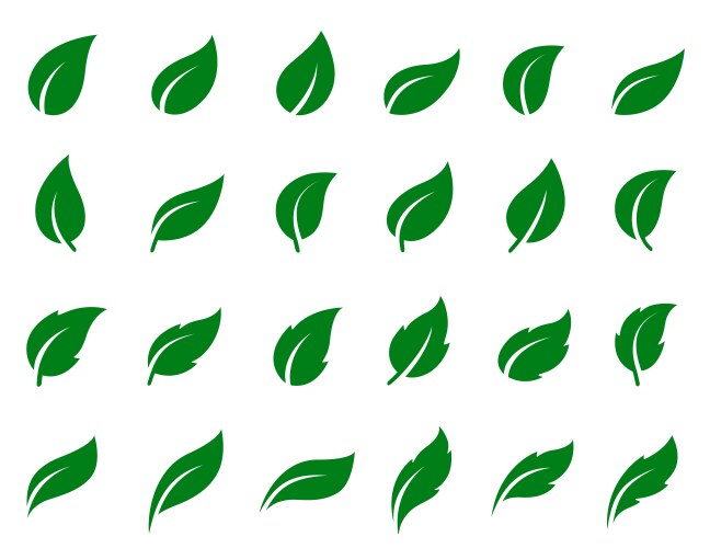 Leaves icon set ecology Royalty Free Vector Image