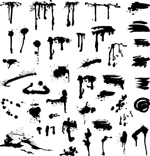 Black dripping stain liquid paint splash Vector Image