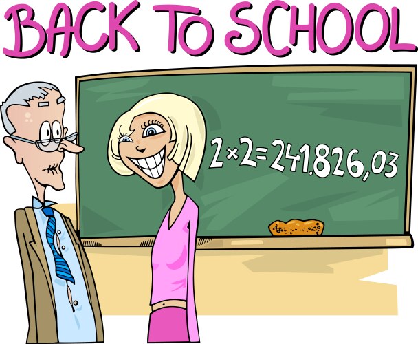 Physics mathematics classes cartoon Royalty Free Vector