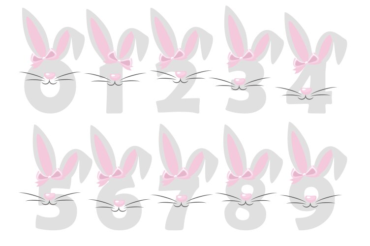 Funny bunny number 2 for kids two digit Royalty Free Vector