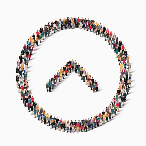 Crowd people shape arrow direction Royalty Free Vector Image