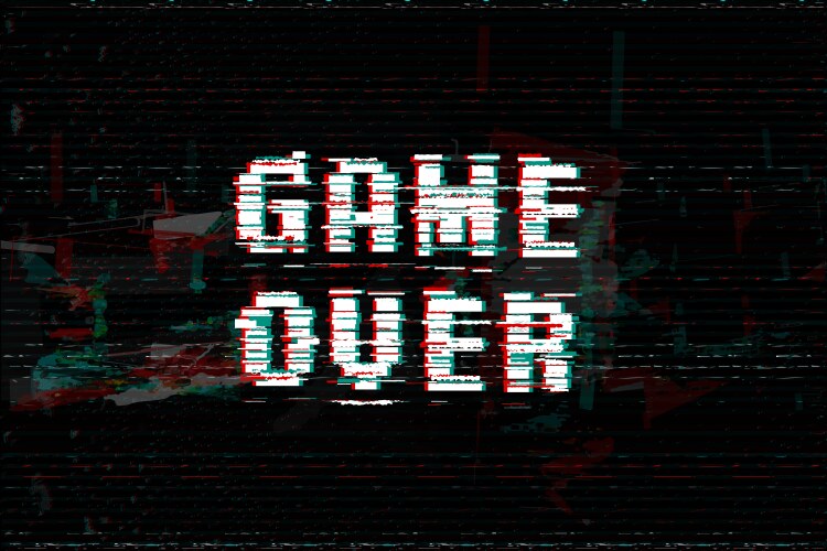 Video game play message 3d glitch vhs distort Vector Image