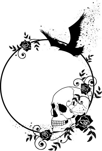 Skull and roses frame Royalty Free Vector Image