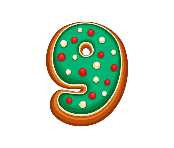 Donut cartoon nine number Royalty Free Vector Image