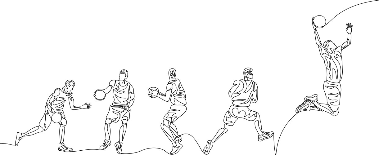 Continuous one line drawing basketball player Vector Image