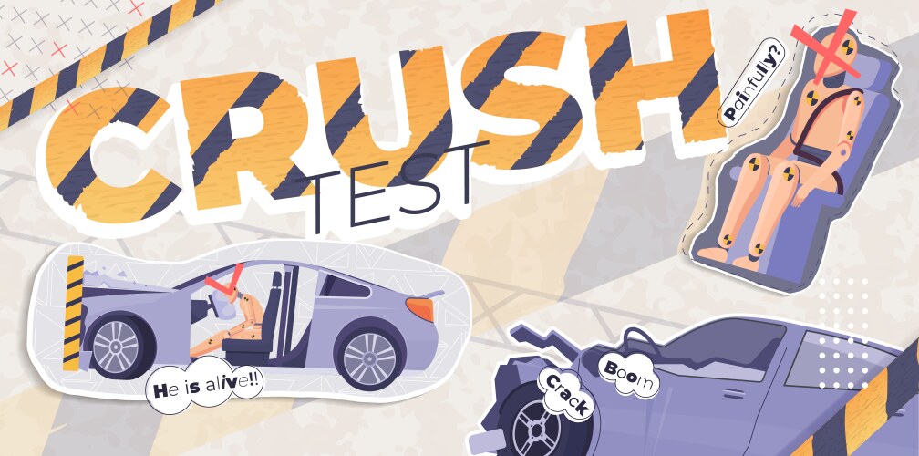 Crash test car composition Royalty Free Vector Image