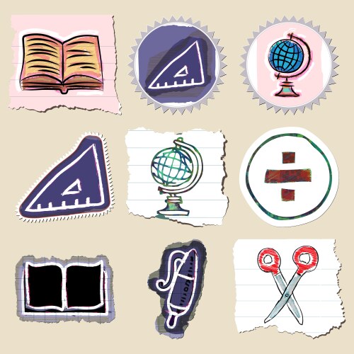 Hand drawn education emblems set isolated Vector Image