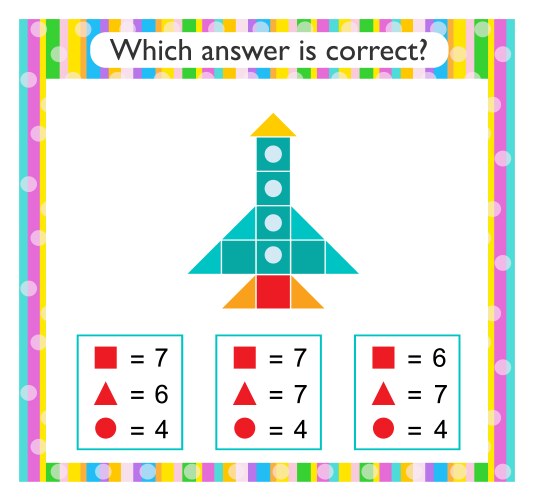 Math activity for kids find the correct answer Vector Image