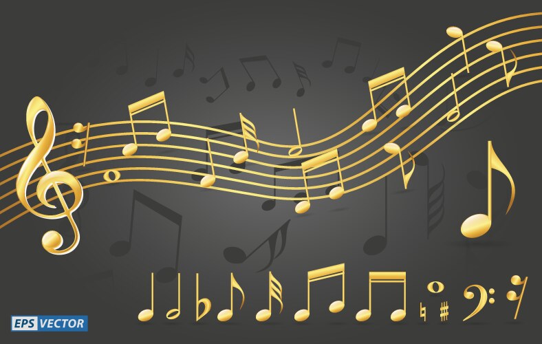 Music notes musical poster silver note symphony Vector Image