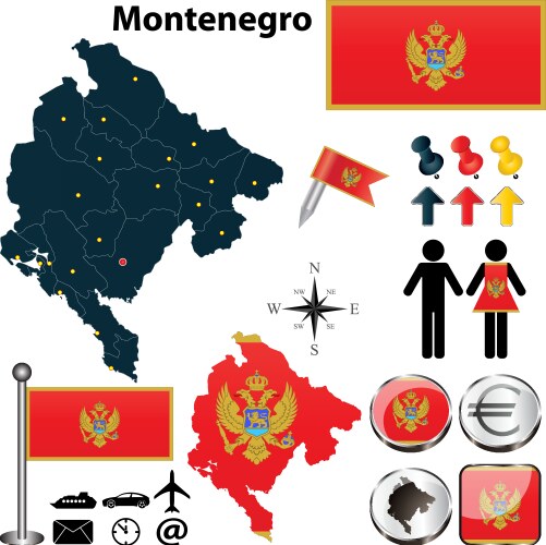 Montenegro map Royalty Free Vector Image - VectorStock