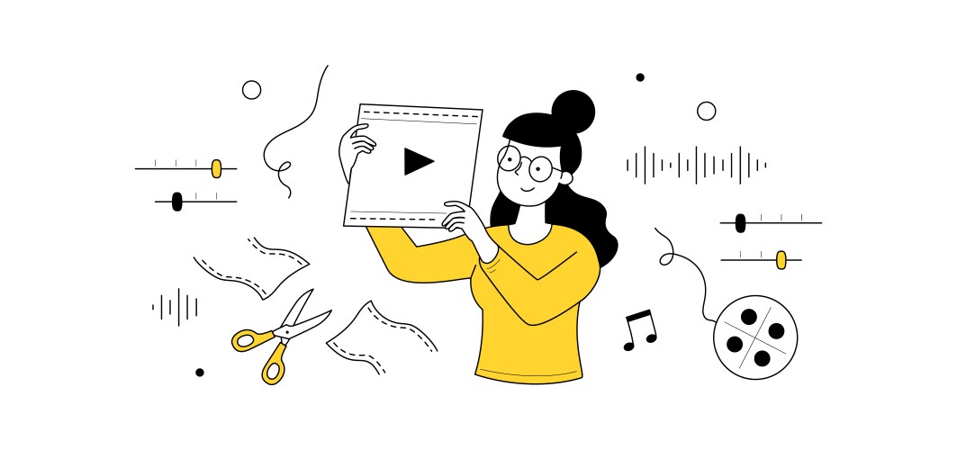 Video editing doodle concept animation montage Vector Image