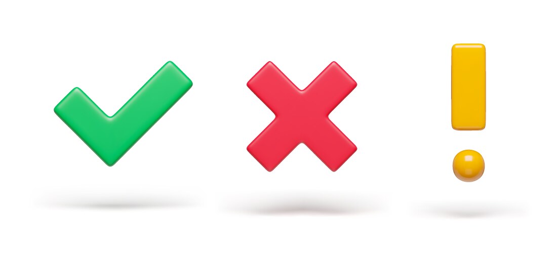 Acceptance rejection and attention symbols Vector Image