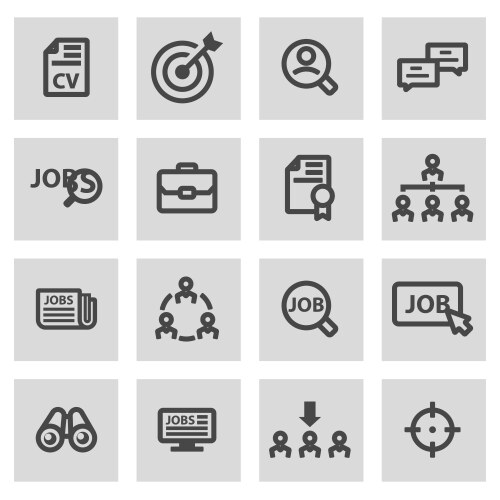 Recruitment career job icon set in thin line Vector Image