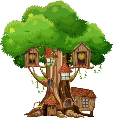 Isolated tree house on white background Royalty Free Vector