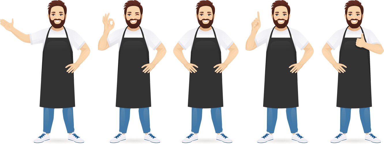 Handsome man in apron Royalty Free Vector Image
