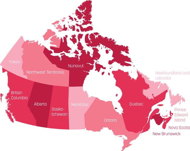 Canada map with provinces and cities Royalty Free Vector