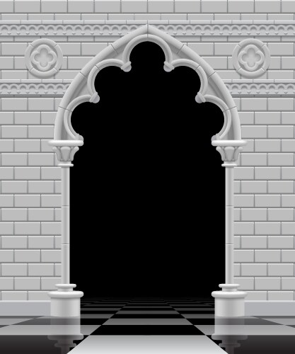 Gothic arch with moon phases hand drawn Royalty Free Vector