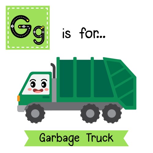 Letter r uppercase tracing rubbish truck Vector Image