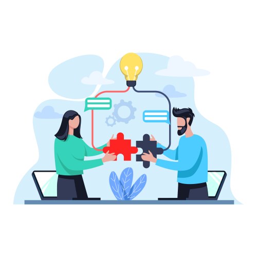 Office teamwork Royalty Free Vector Image - VectorStock