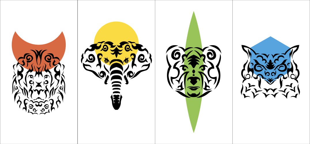 Poster with tribal bear and tent Royalty Free Vector Image