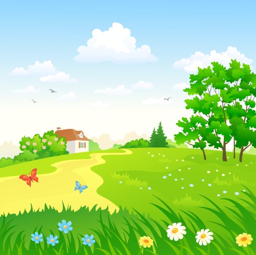 Countryside village landscape with buildings Vector Image