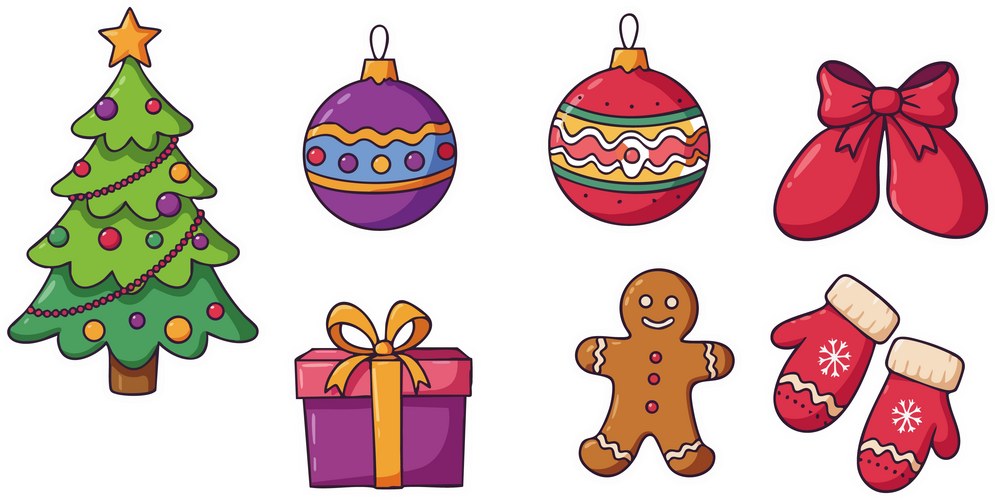 Christmas tree gingerbread gift box ornaments – Royalty-Free Vector ...