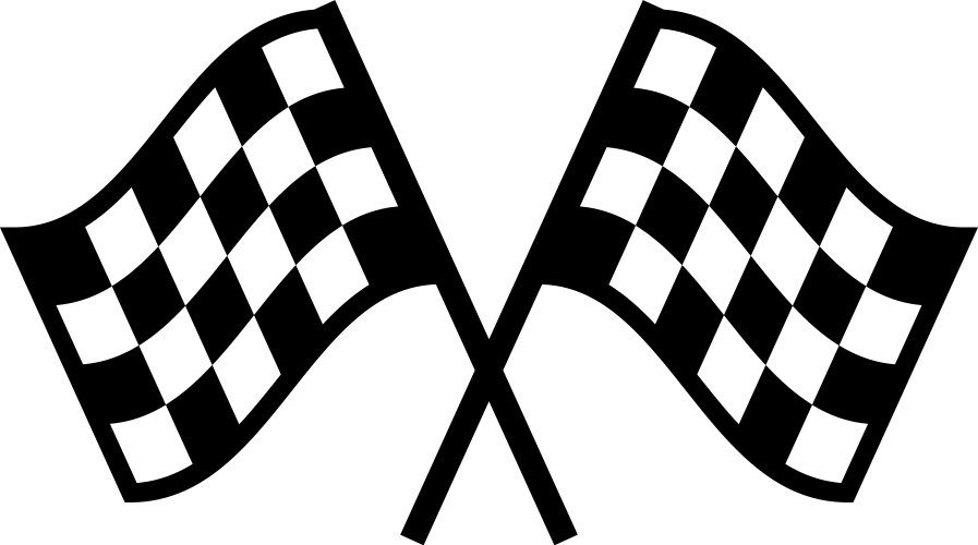 Racing flags crossed symbol in black and white Vector Image