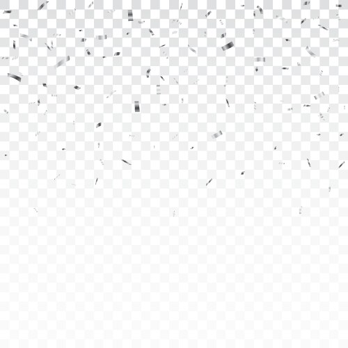 Silver confetti and ribbon isolated on transparent