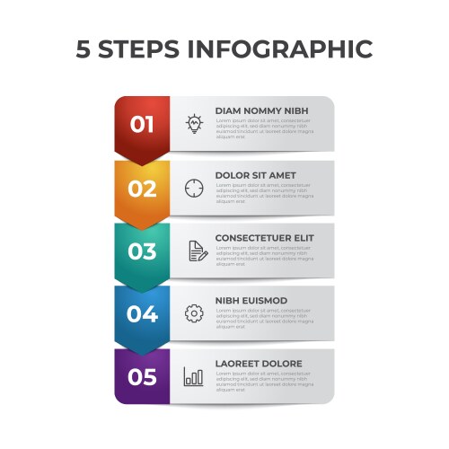 5 points steps infographic template arrow Vector Image