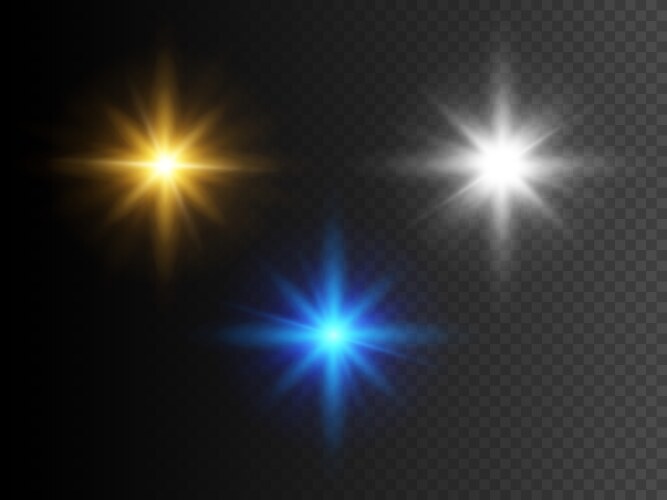 Glowing stars light effects graphic elements Vector Image
