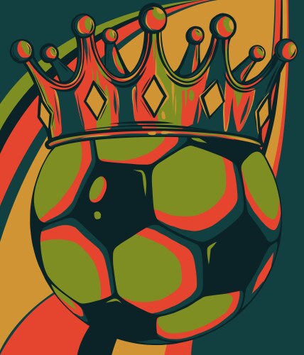 Football ball logo in gold crown Royalty Free Vector Image